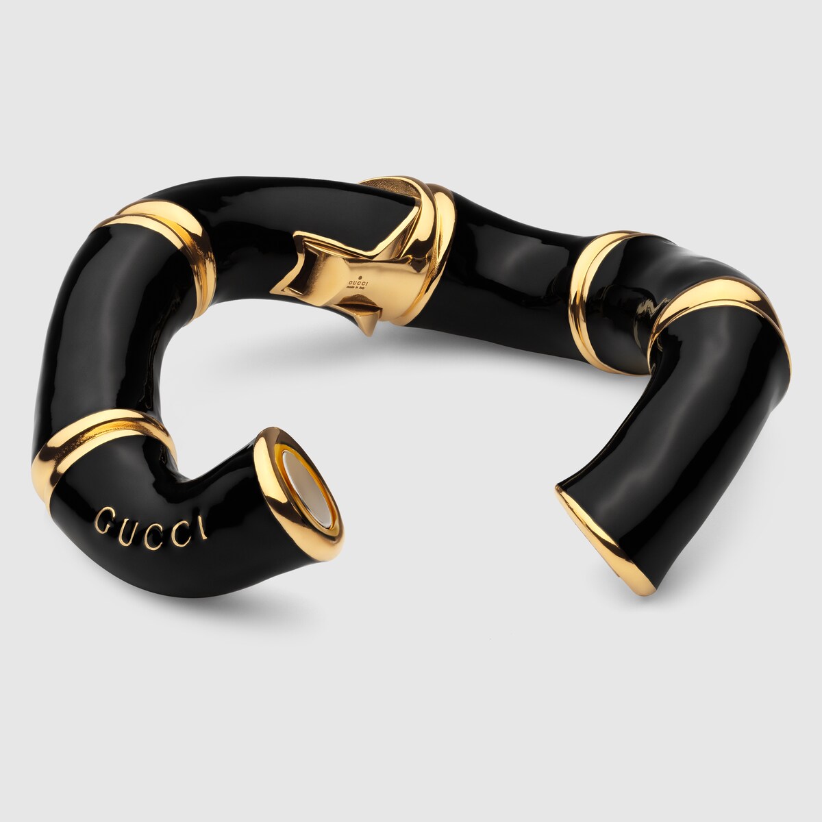 Gucci Bamboo cuff bracelet in black enamel | GUCCI® US