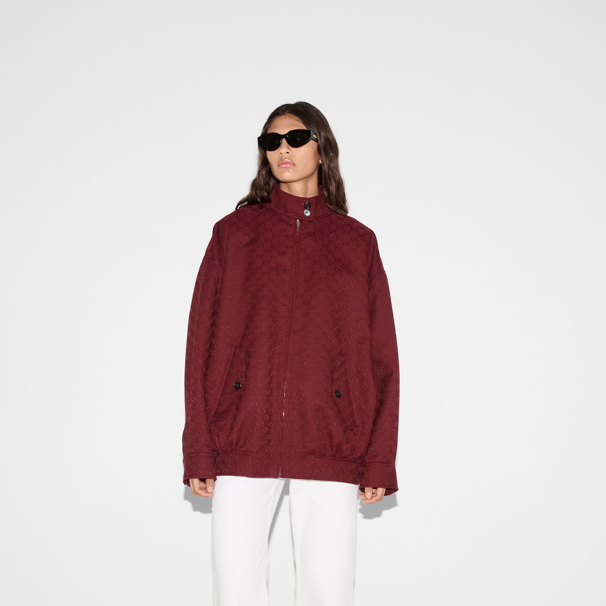 GG canvas bomber jacket in rosso ancora red | GUCCI® UK