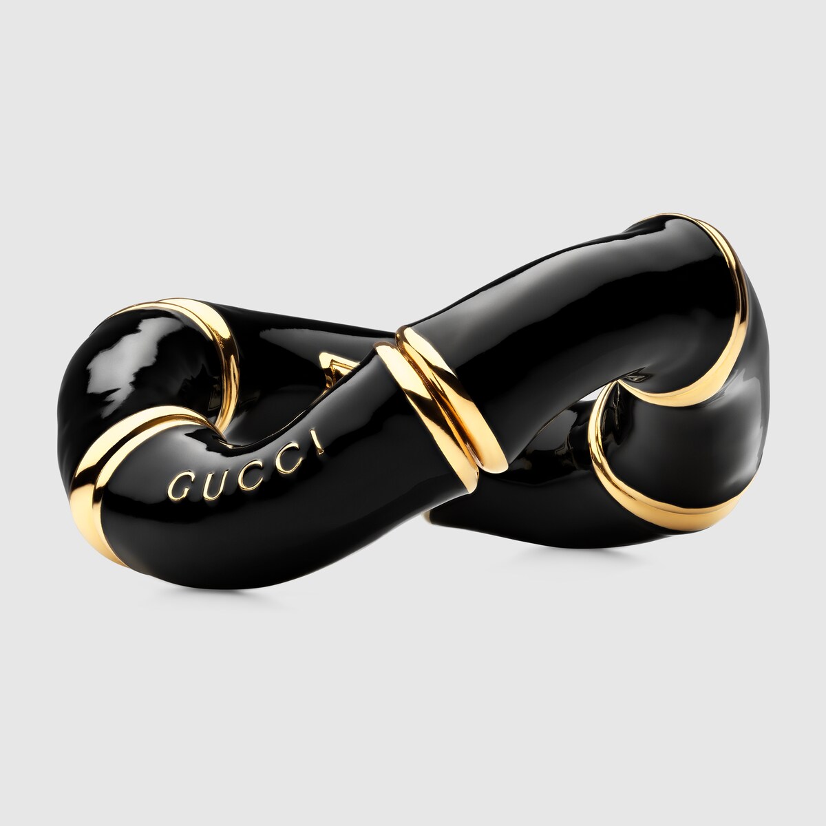 Gucci Bamboo cuff bracelet in black enamel | GUCCI® US
