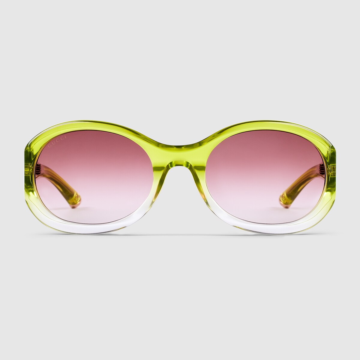 Round frame sunglasses in gradient acid green | GUCCI® ZA