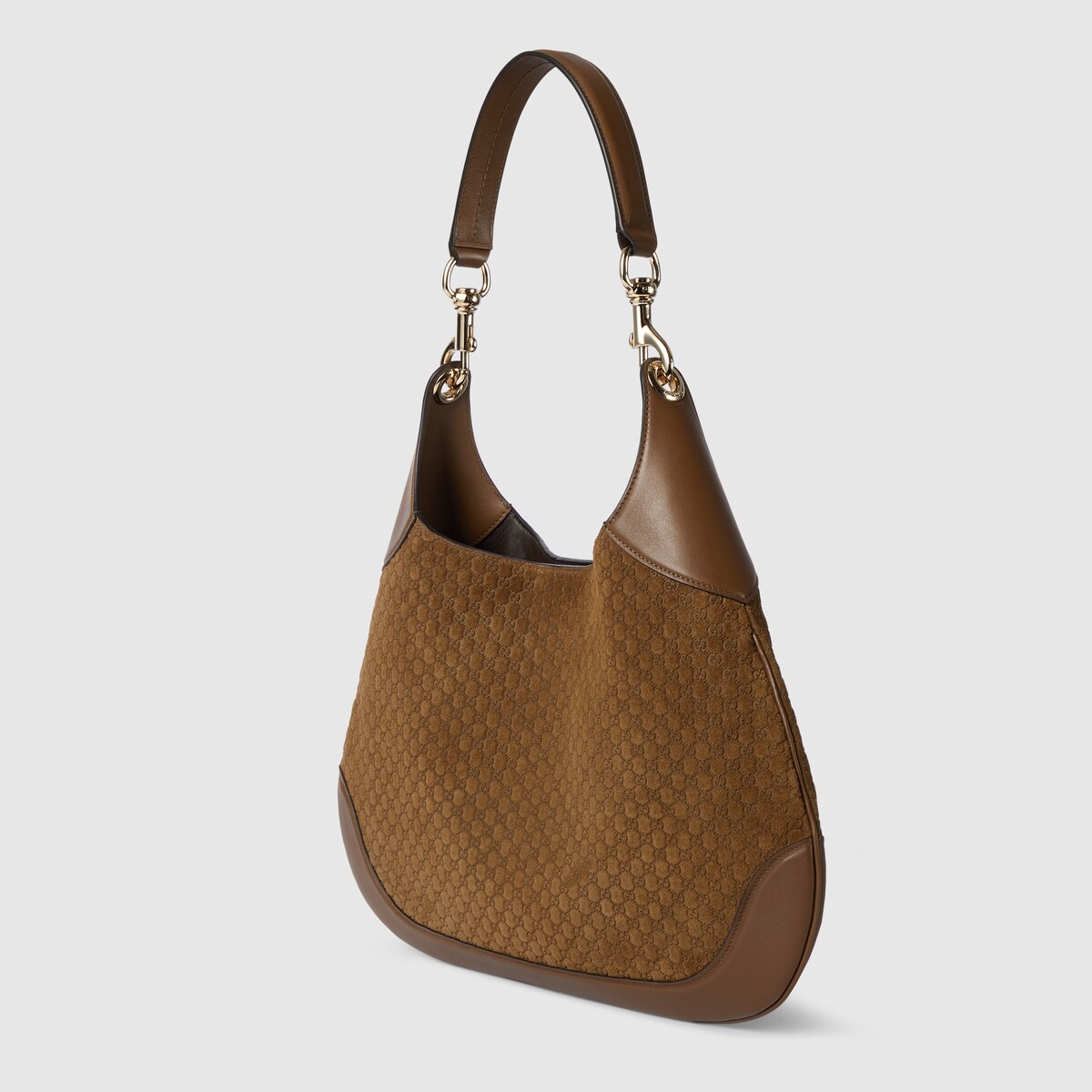 Gucci B large shoulder bag in brown GG suede | GUCCI® Australia