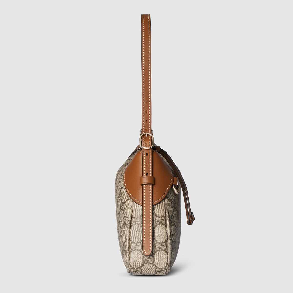 GG Emblem small shoulder bag in beige and dark brown fabric | GUCCI® UK