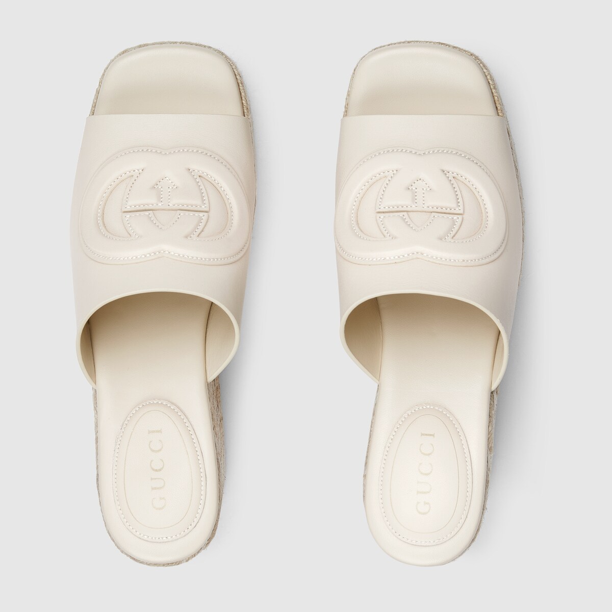Women's Interlocking G sandal in ivory leather | GUCCI® CA