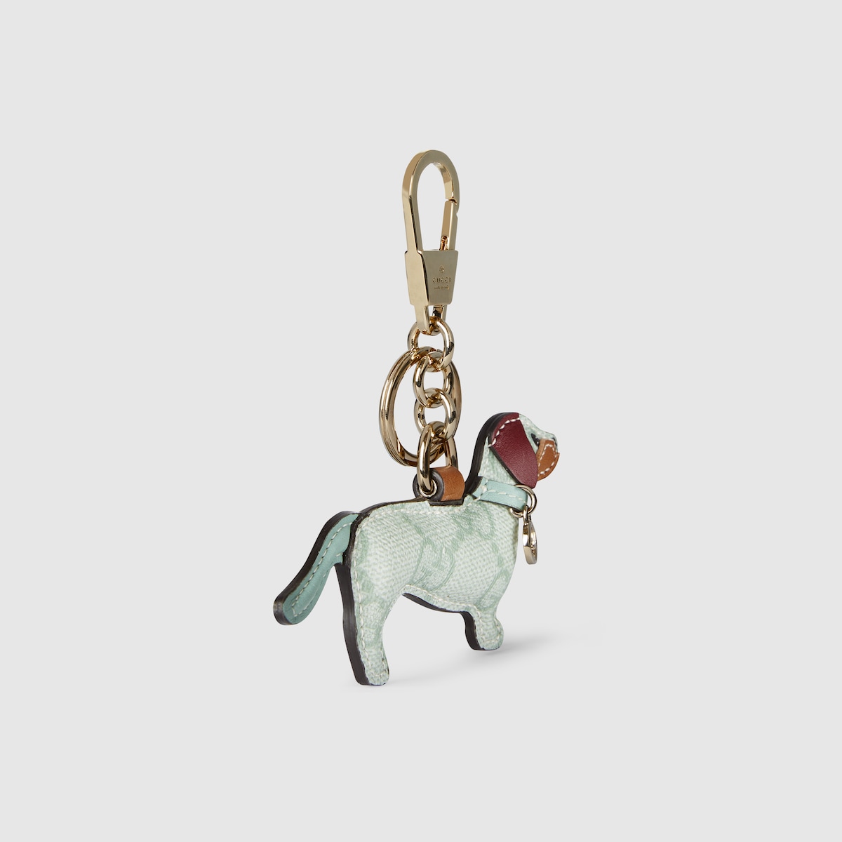 Dog-shaped bag charm in sage green GG Supreme | GUCCI® NZ