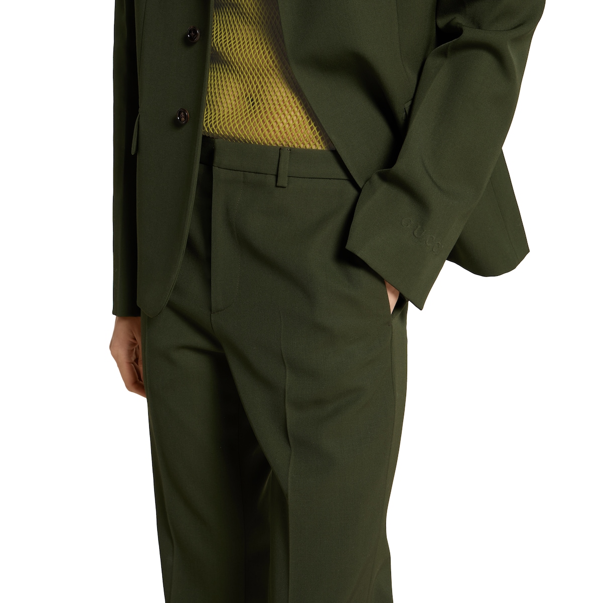 Light wool gabardine pant in forest green | GUCCI® Canada
