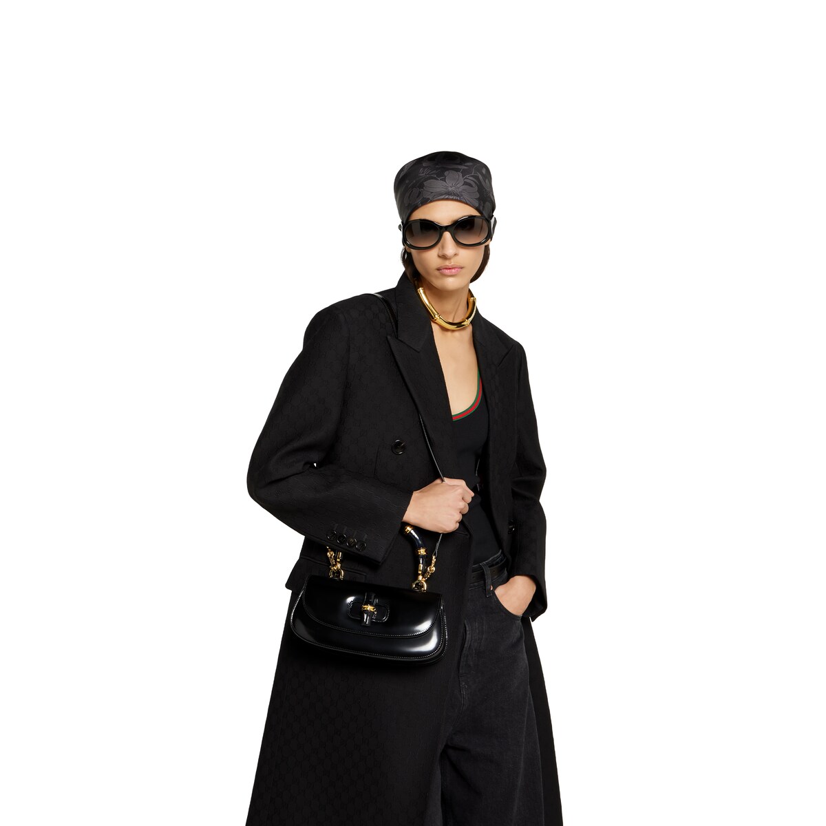 Gucci Bamboo Diva medium bag in black leather | GUCCI® US