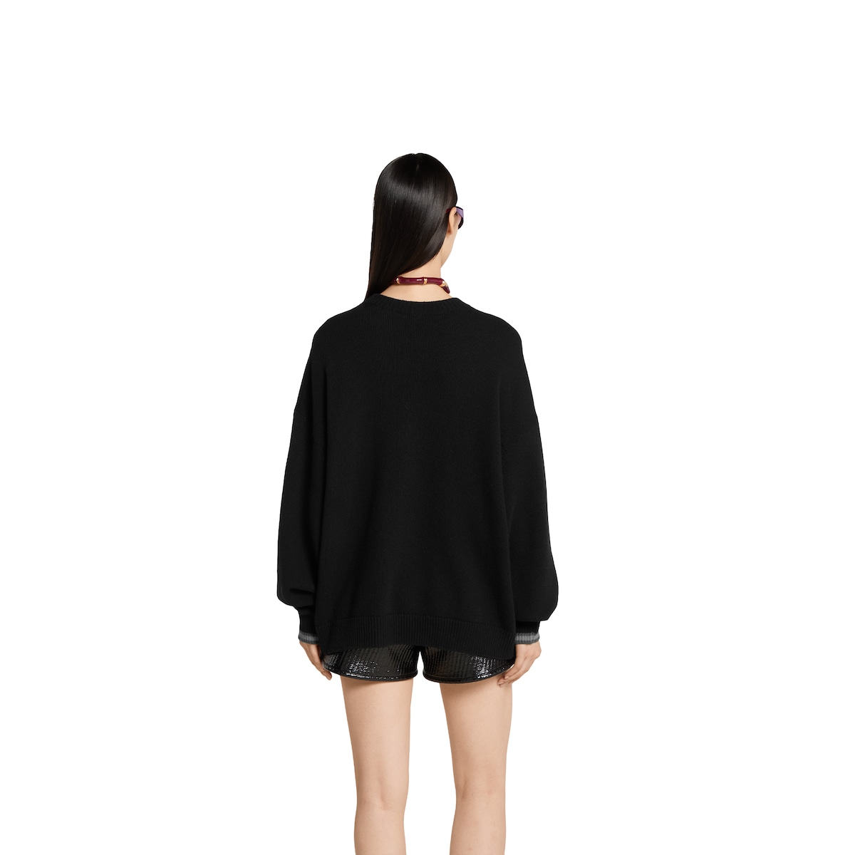 Cashmere wool sweater with Web trim in black | GUCCI® US