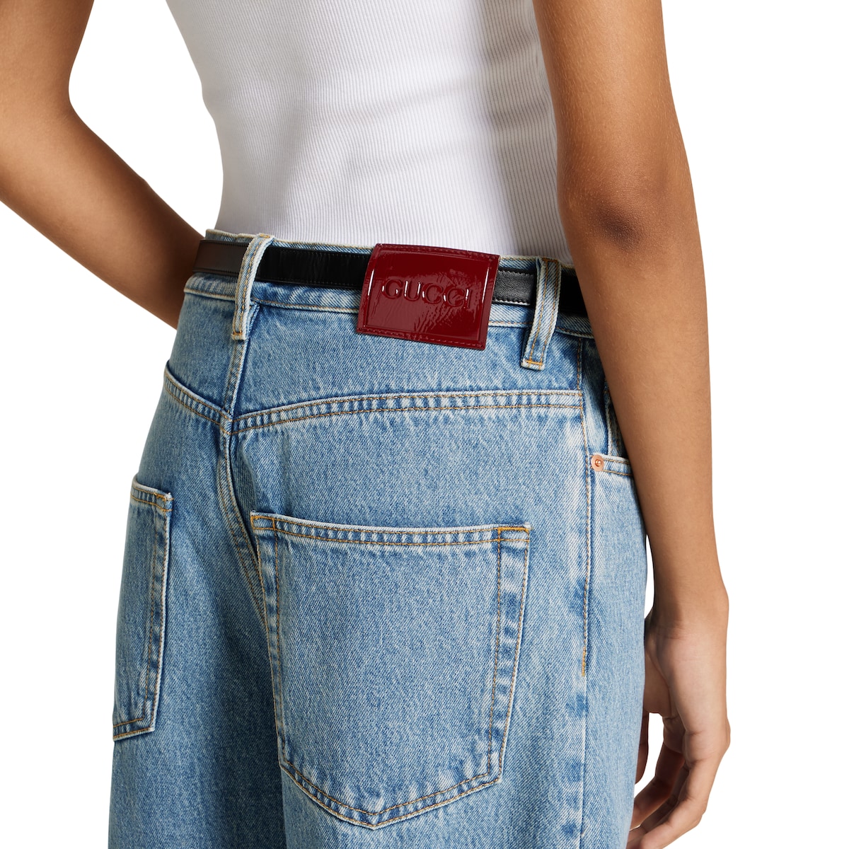 Baggy denim pant in light blue | GUCCI® US