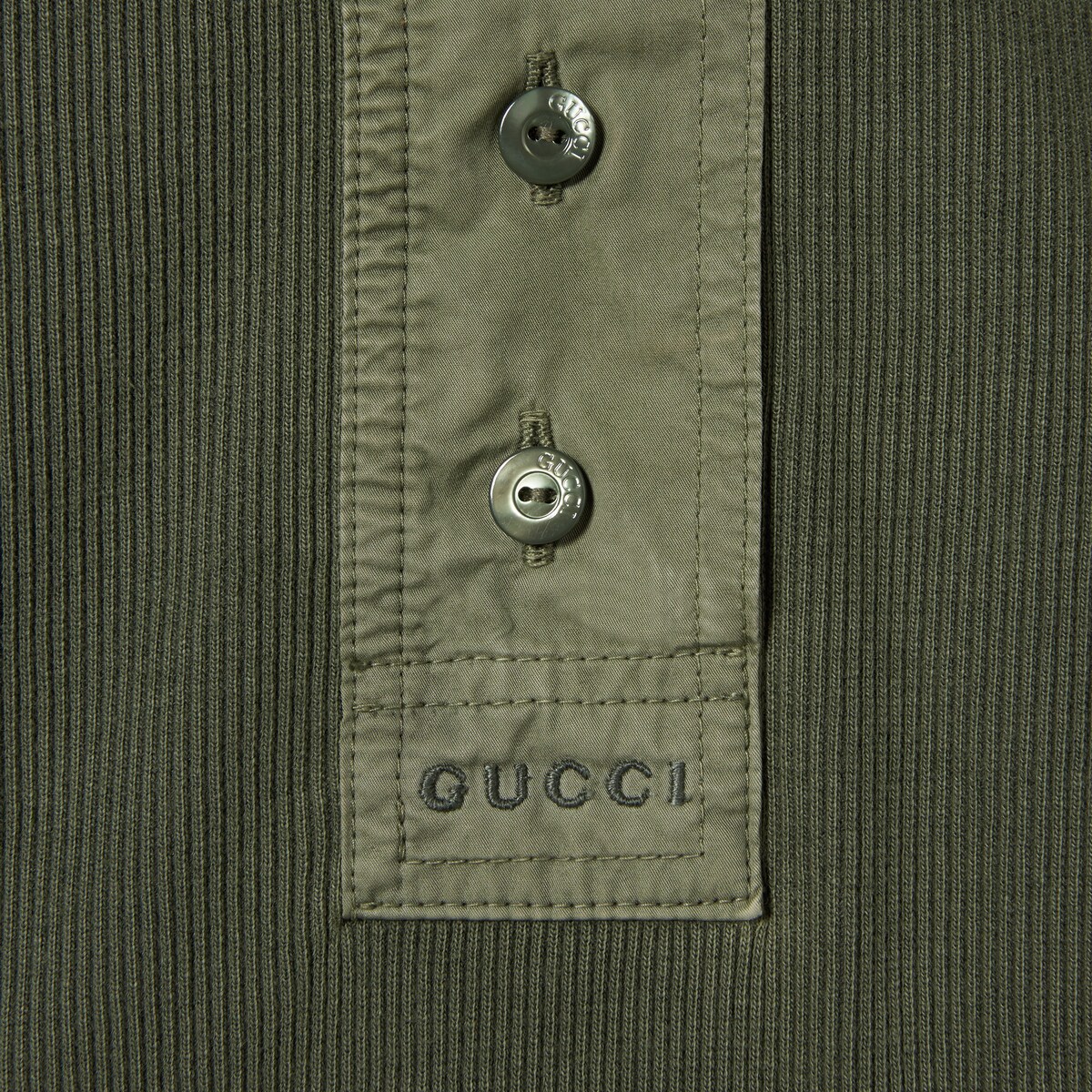 Cotton rib long-sleeve T-shirt in forest green | GUCCI® NZ
