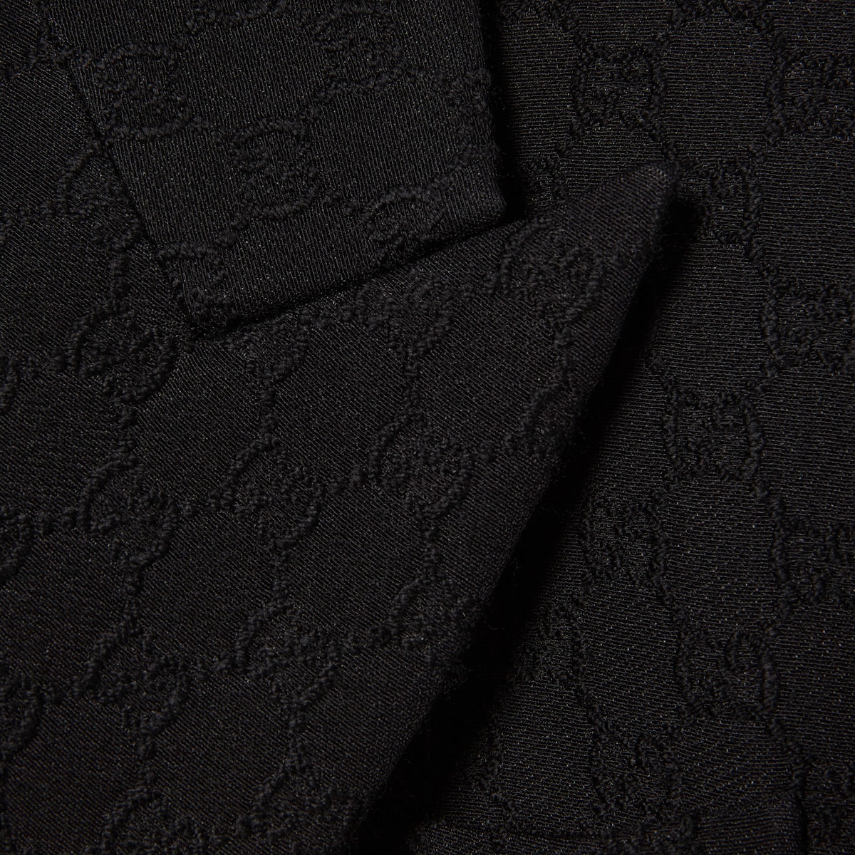 Cappotto doppiopetto in crêpe di seta e lana GG in nera | GUCCI® Italia