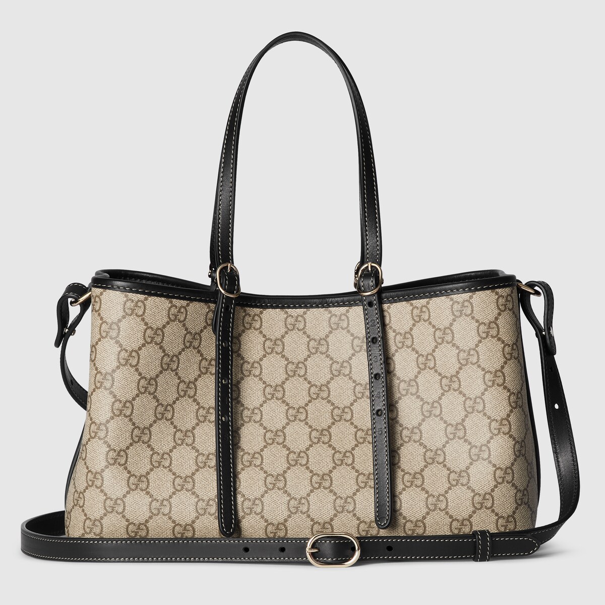 GG Emblem medium tote bag in beige and brown GG fabric | GUCCI® CA