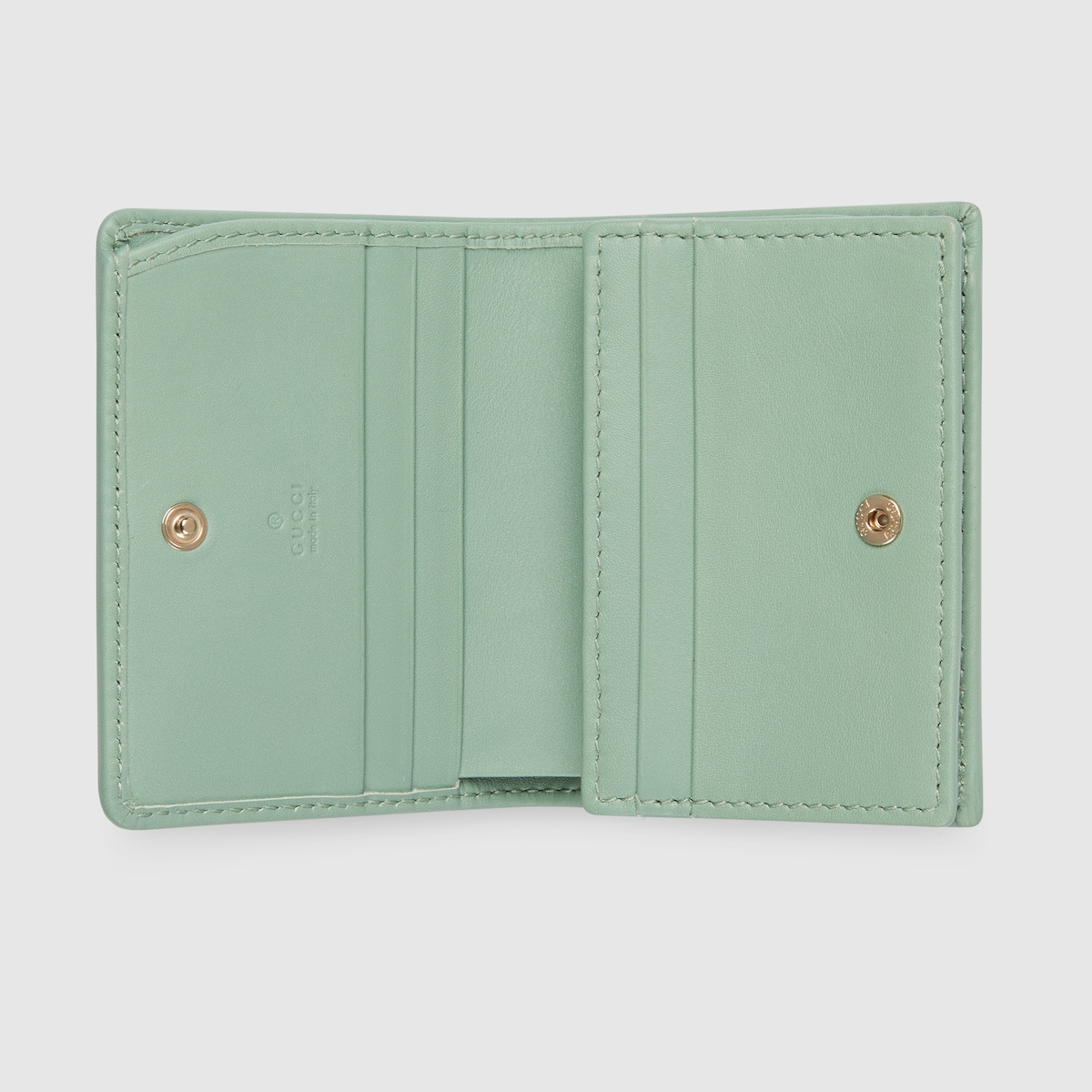 GG Emblem mini wallet in sage green coated fabric | GUCCI® NZ