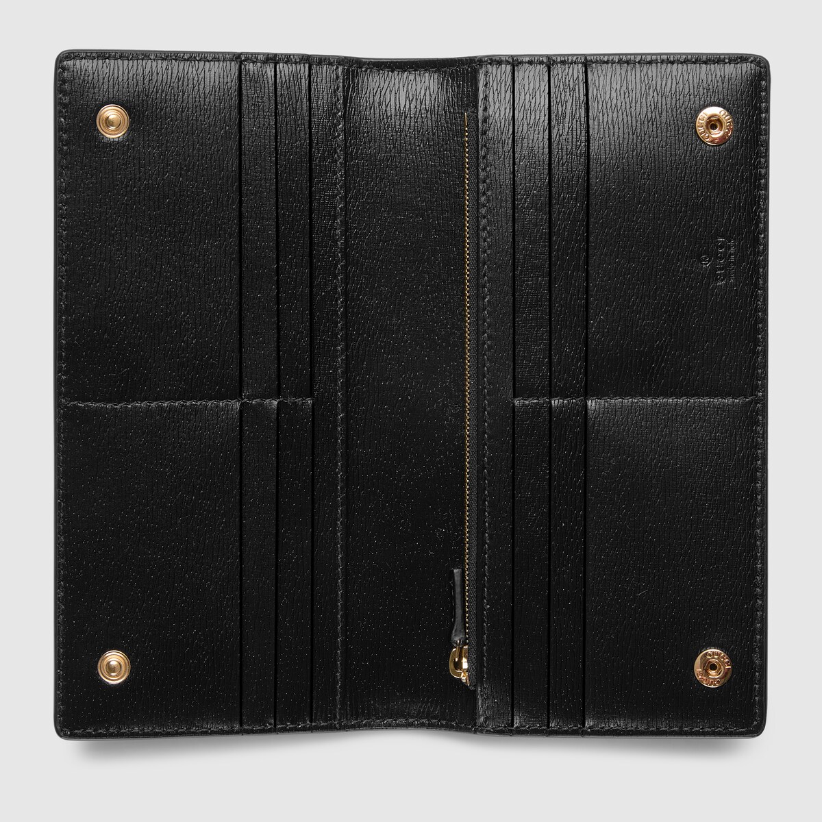 Continental wallet with Gucci script in black leather | GUCCI® NZ