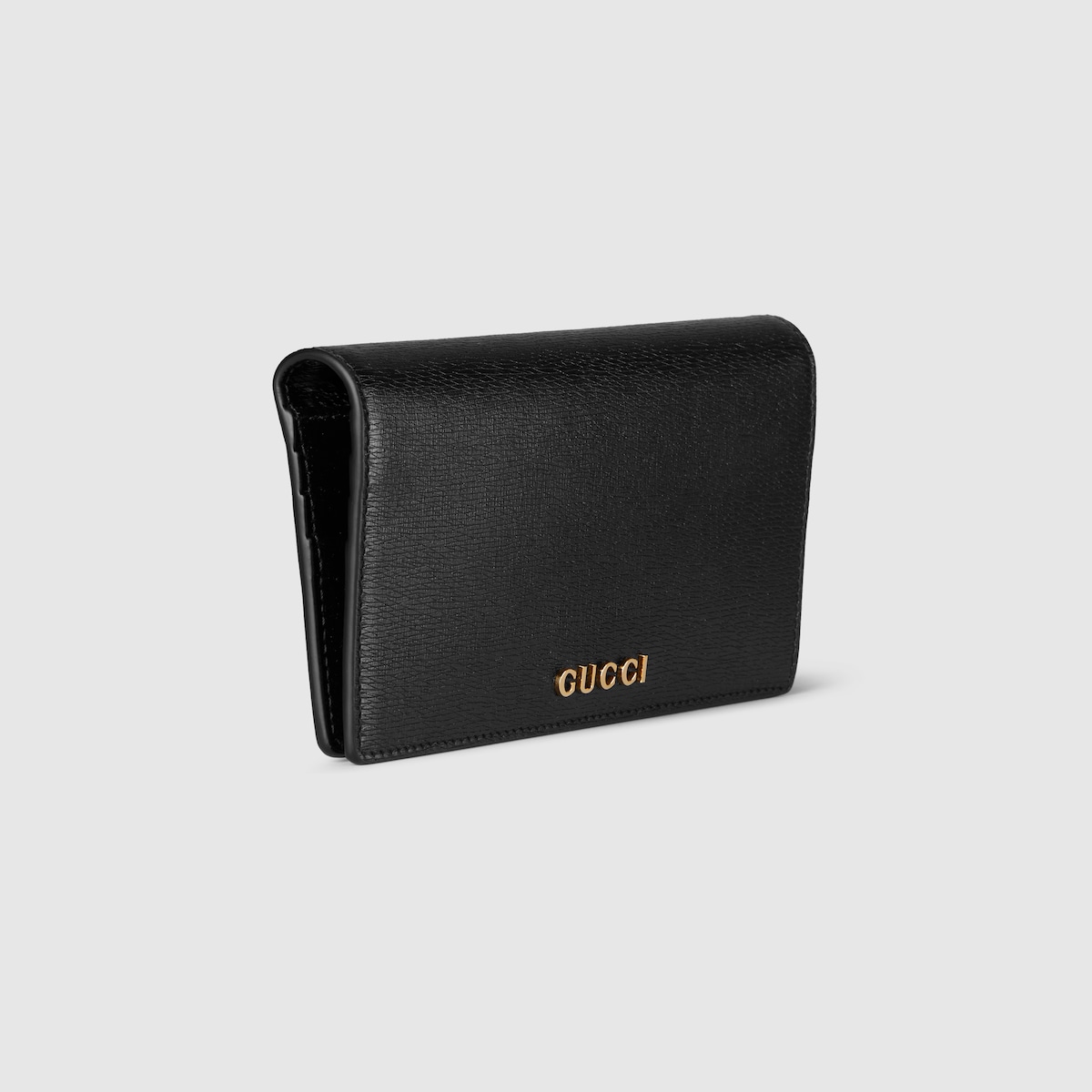 Continental wallet with Gucci script in black leather | GUCCI® NZ