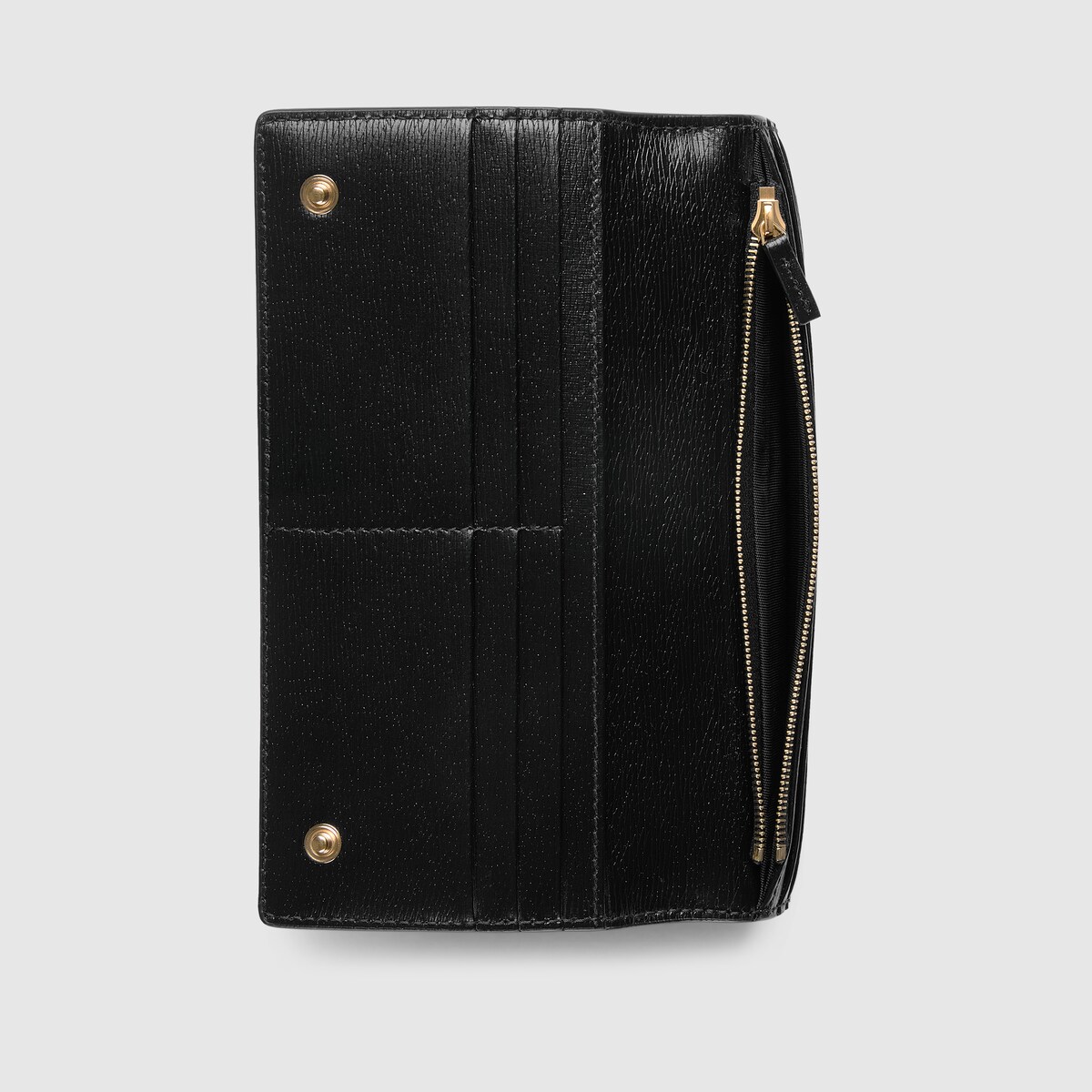 Continental wallet with Gucci script in black leather | GUCCI® Australia
