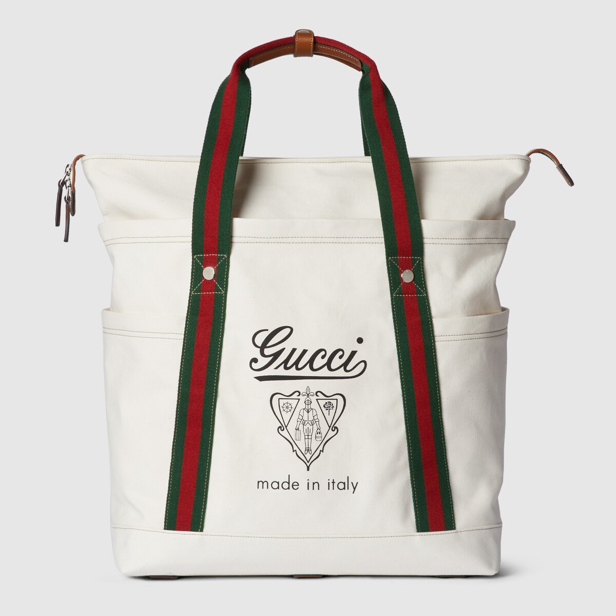 Medium printed canvas bag with Web in off white canvas | GUCCI® Canada
