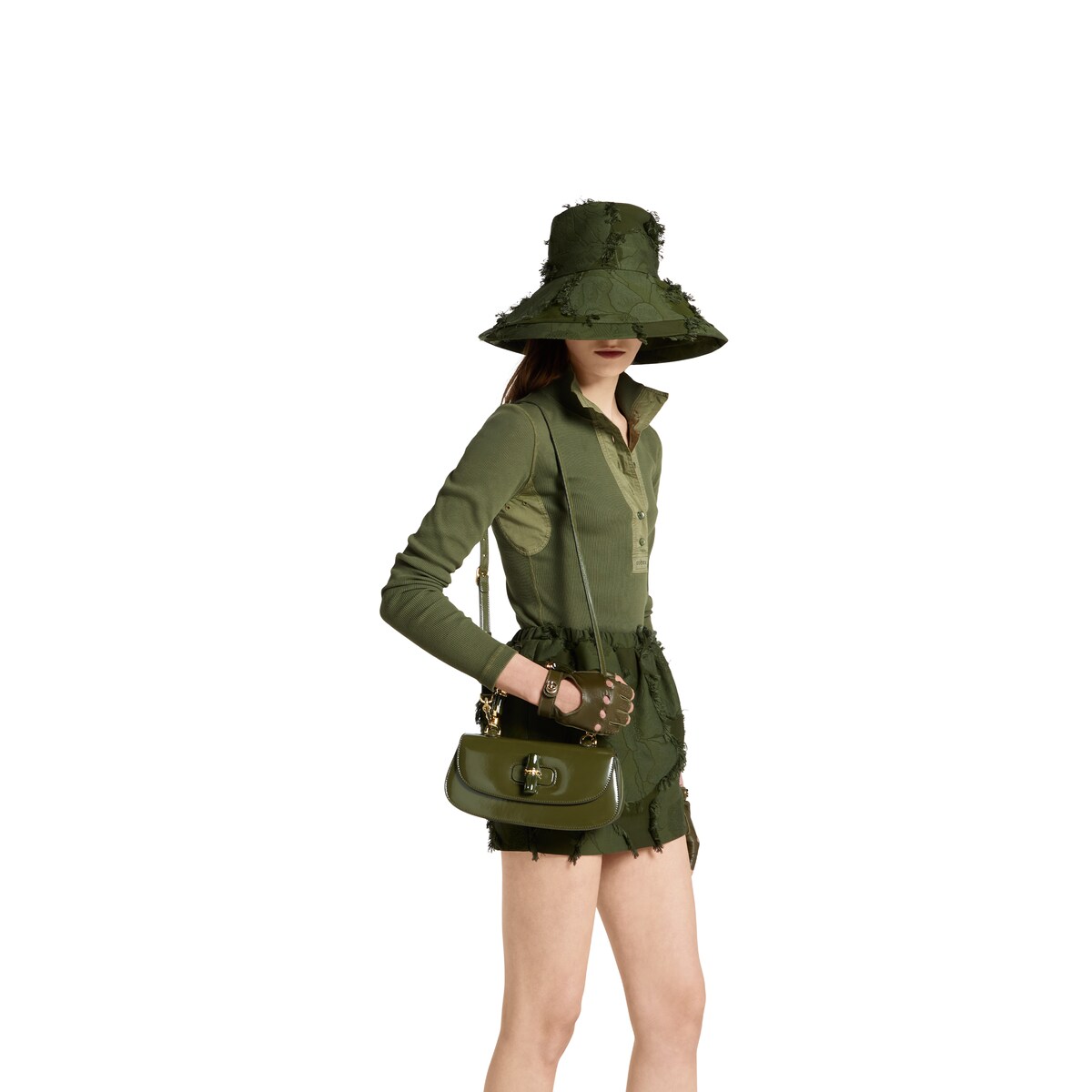 Gucci Bamboo Diva系列小号竹节手提包 in森林绿皮革 | GUCCI® Australia