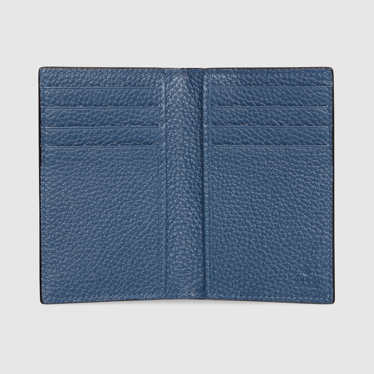Long card case with Gucci script in blue grainy leather | GUCCI® US