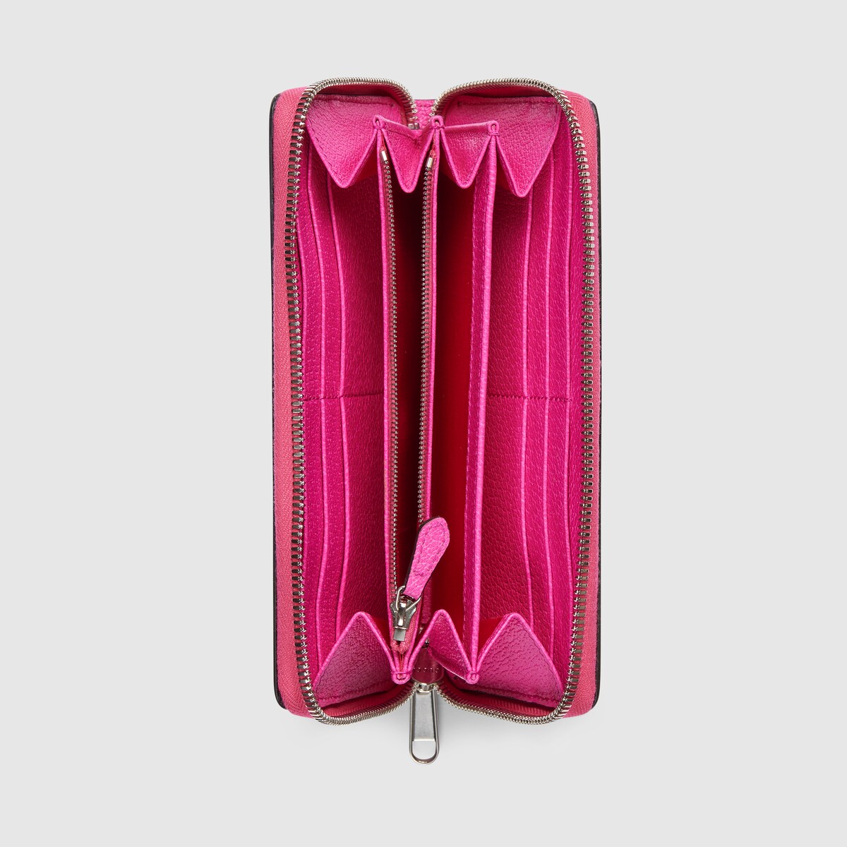 GG Monogram zip around wallet with print in beige and dark brown GG ...