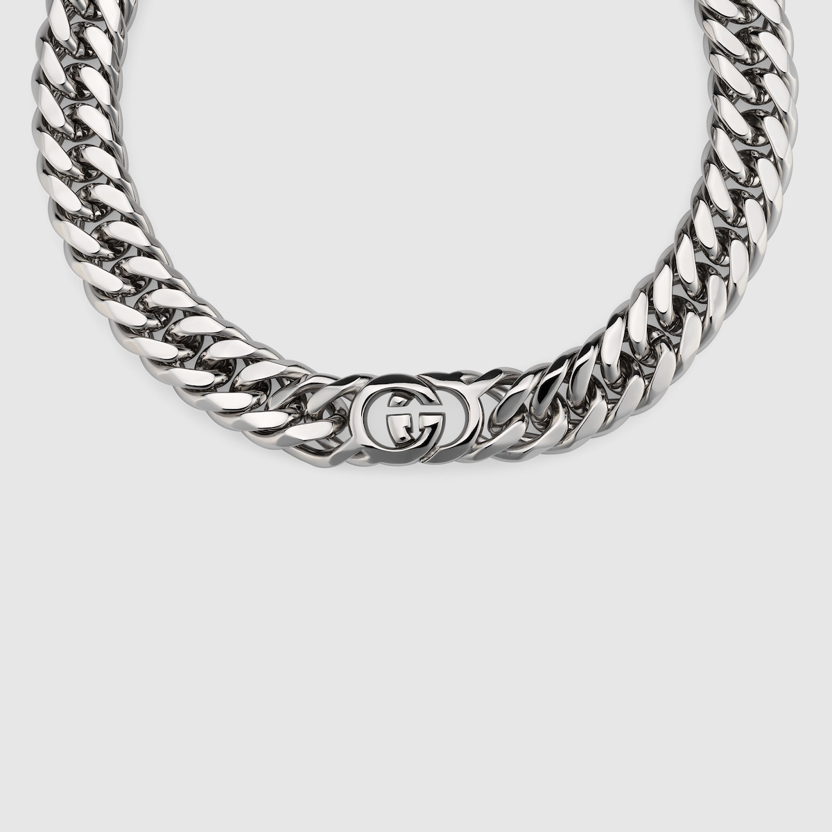 Gucci Interlocking chain necklace in palladium-toned brass | GUCCI ...