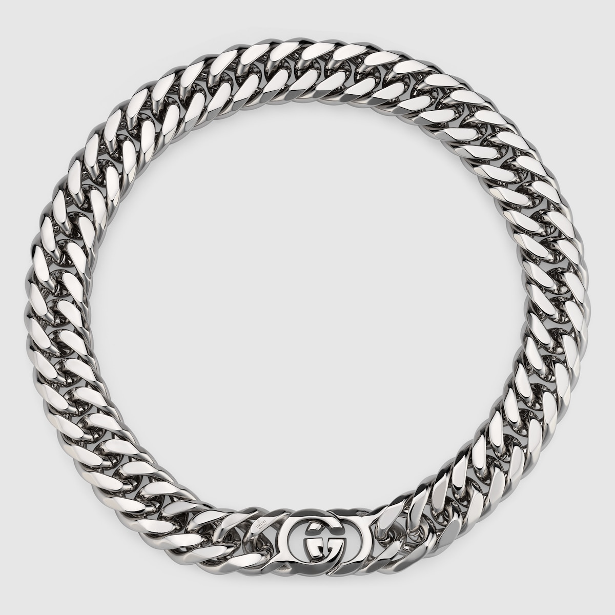 Gucci Interlocking chain necklace in palladium-toned brass | GUCCI® CA