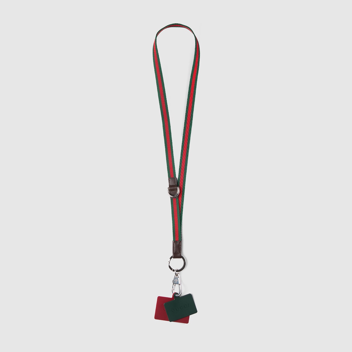 Lanyard phone holder with Web in green and red canvas | GUCCI® GR