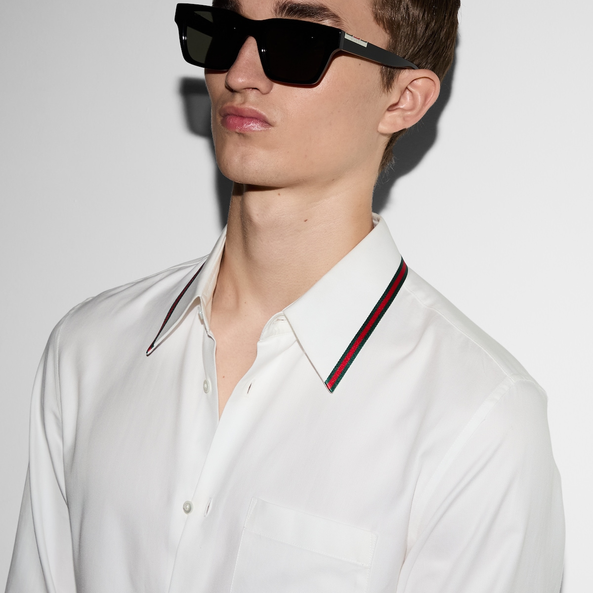 Oxford cotton shirt with Web in white | GUCCI® US