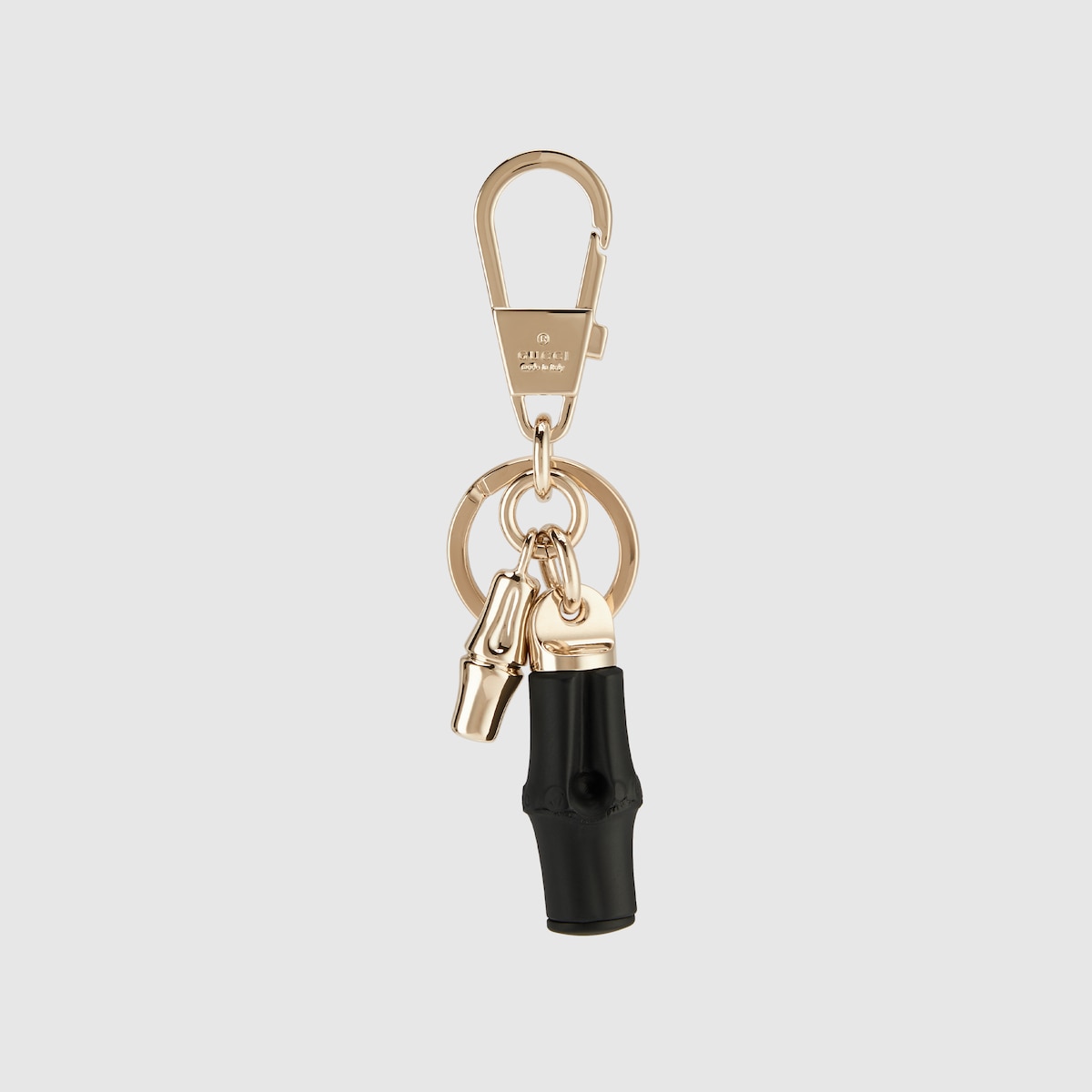 Keychain with bamboo details in black varnish | GUCCI® TH