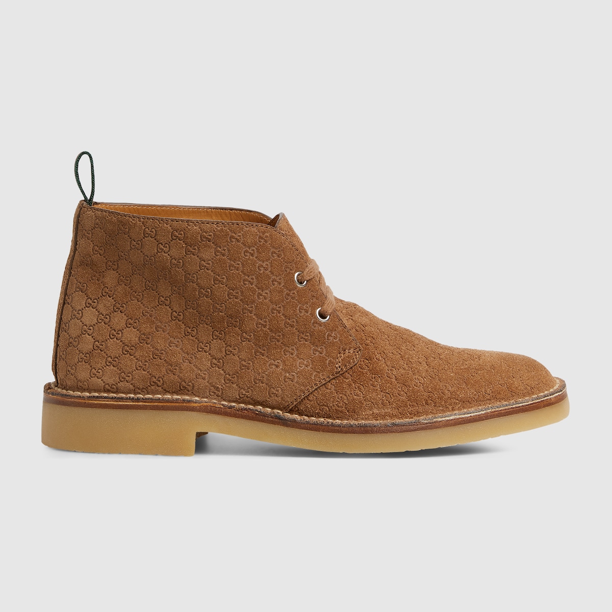 Men's ankle boot with Web in camel GG suede | GUCCI® CA