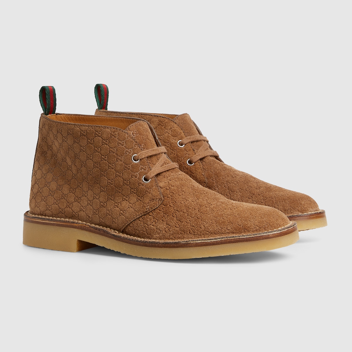 Men's ankle boot with Web in camel GG suede | GUCCI® CA