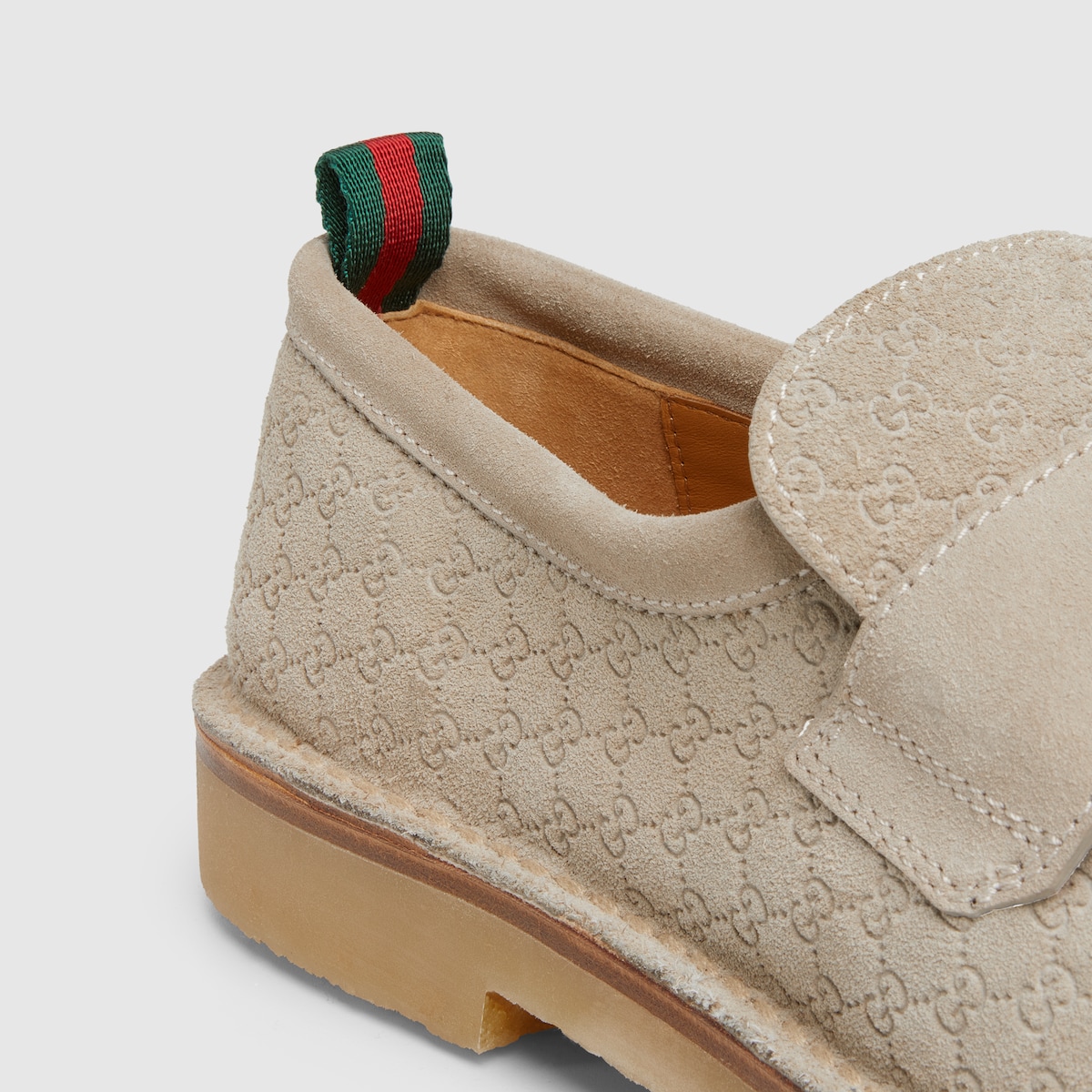 Men's loafer with Web in oatmeal GG suede | GUCCI® MX