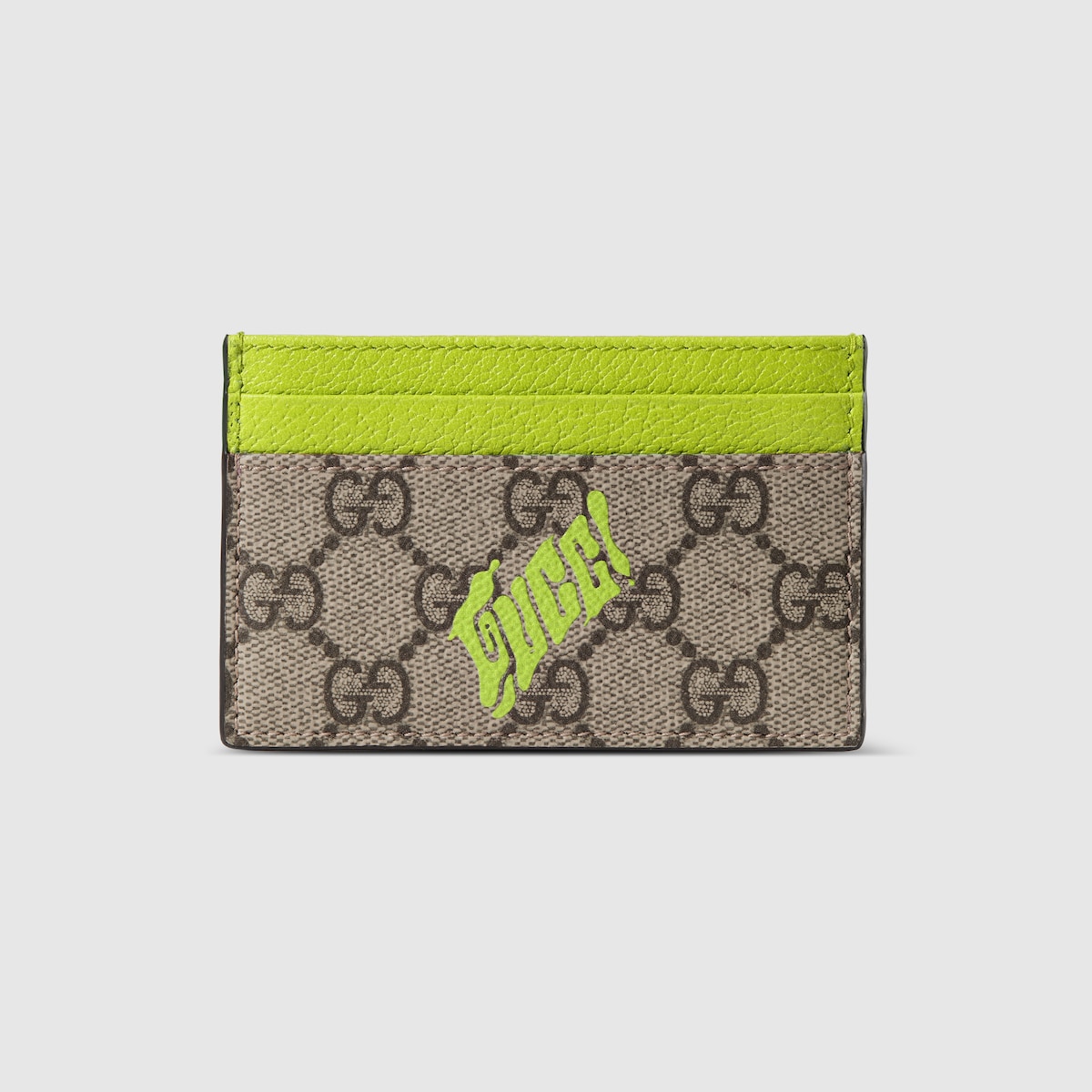 GG Monogram card case with print in beige and dark brown GG Monogram ...