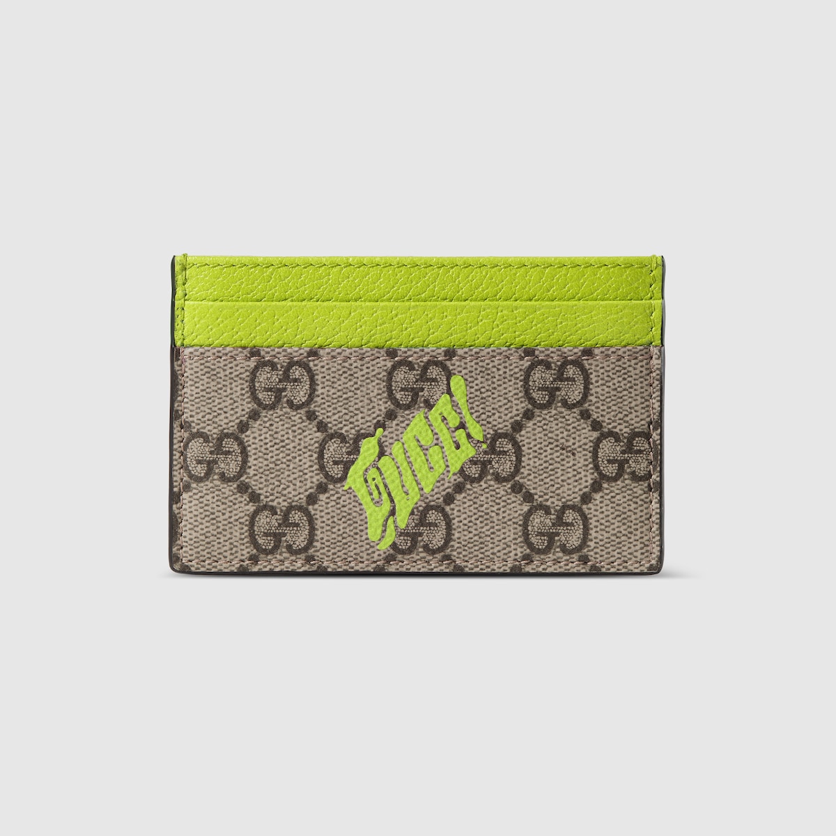 GG Monogram card case with print in beige and dark brown GG Monogram ...