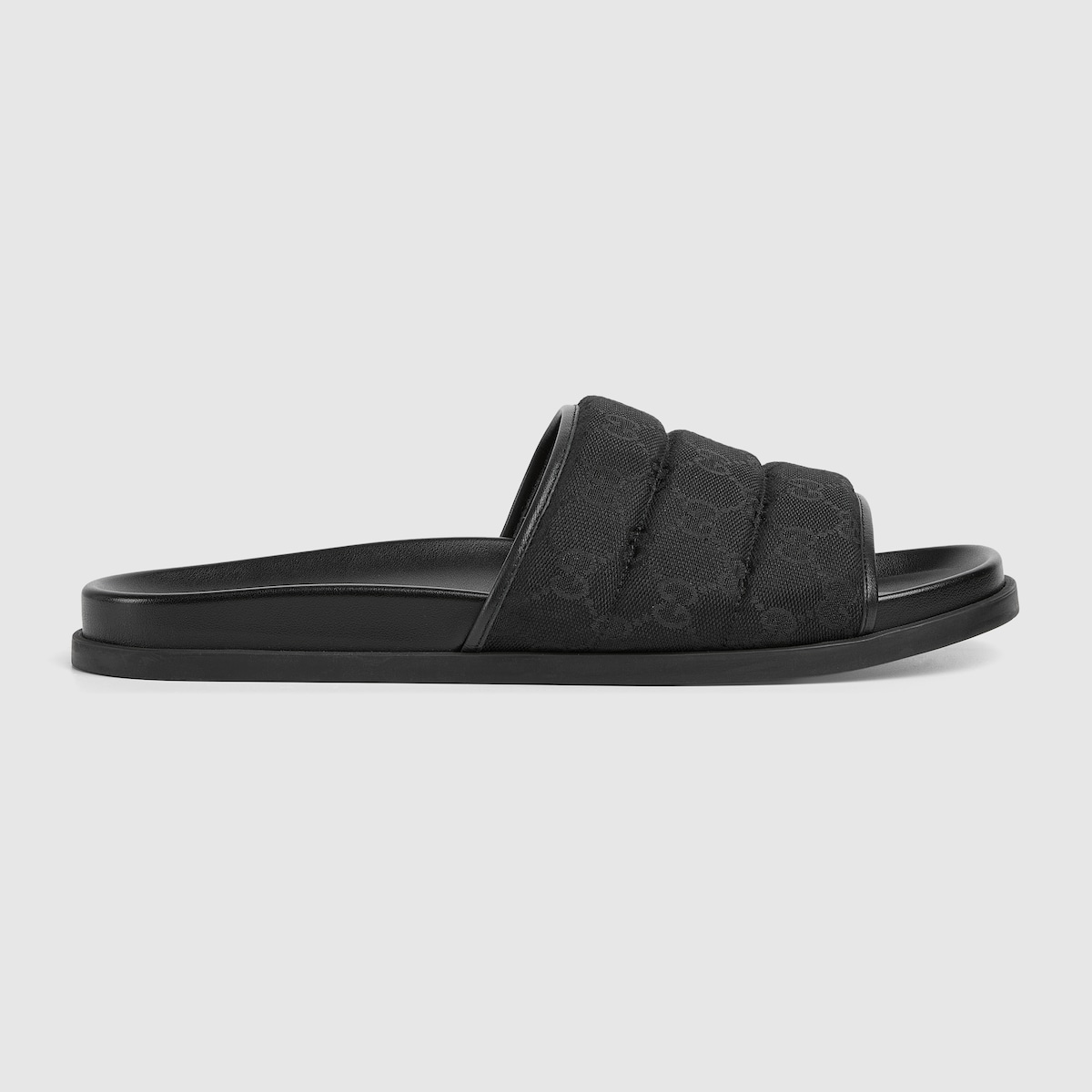 Men's slide sandal in black padded GG canvas | GUCCI® US