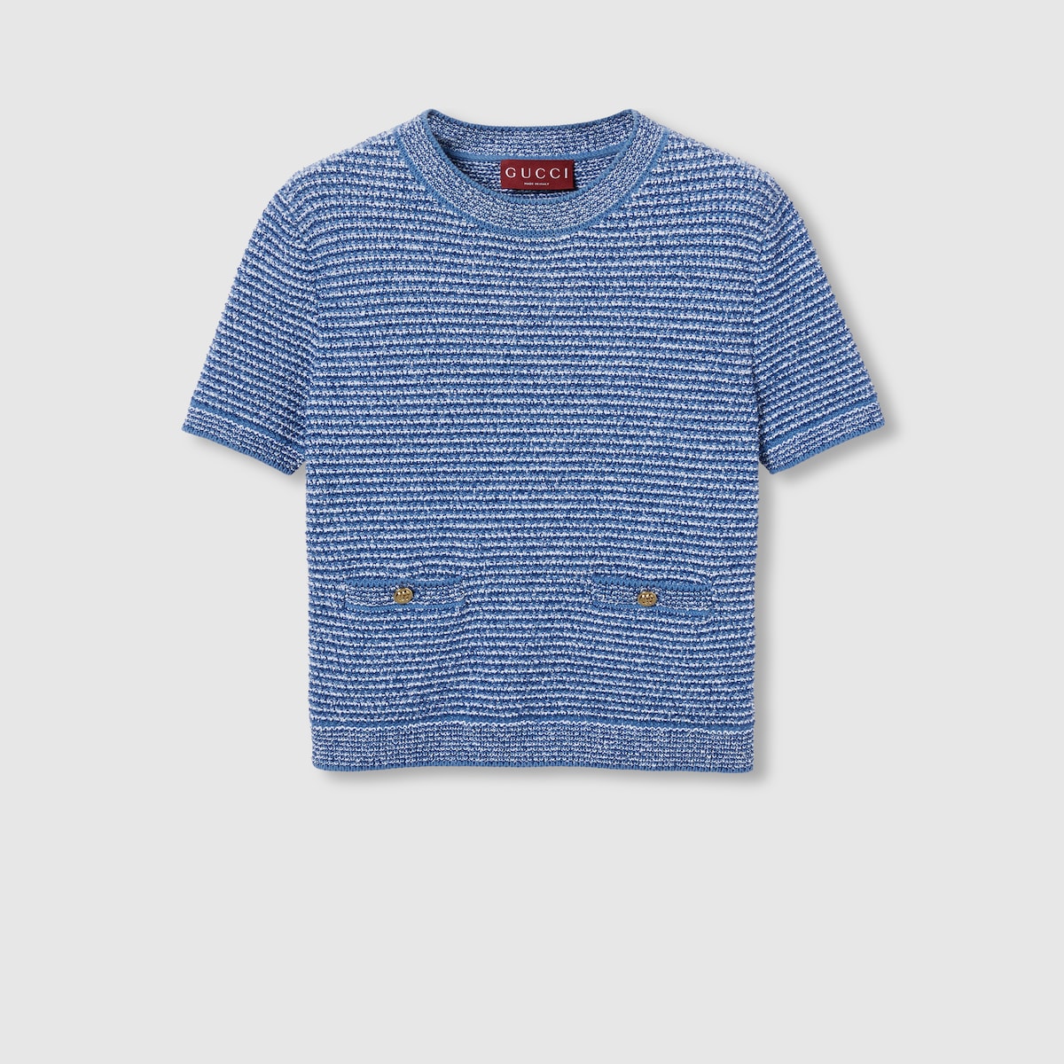 Maglia girocollo in cotone fine in celeste | GUCCI® IT