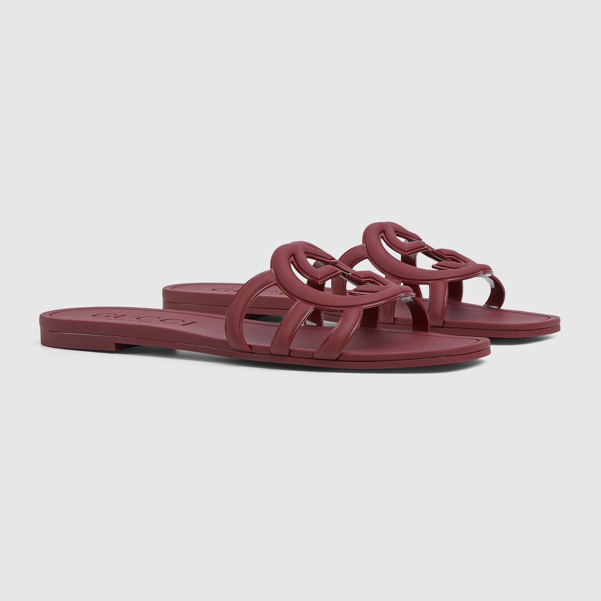Women's Interlocking G slide sandal in Rosso Ancora rubber | GUCCI® US
