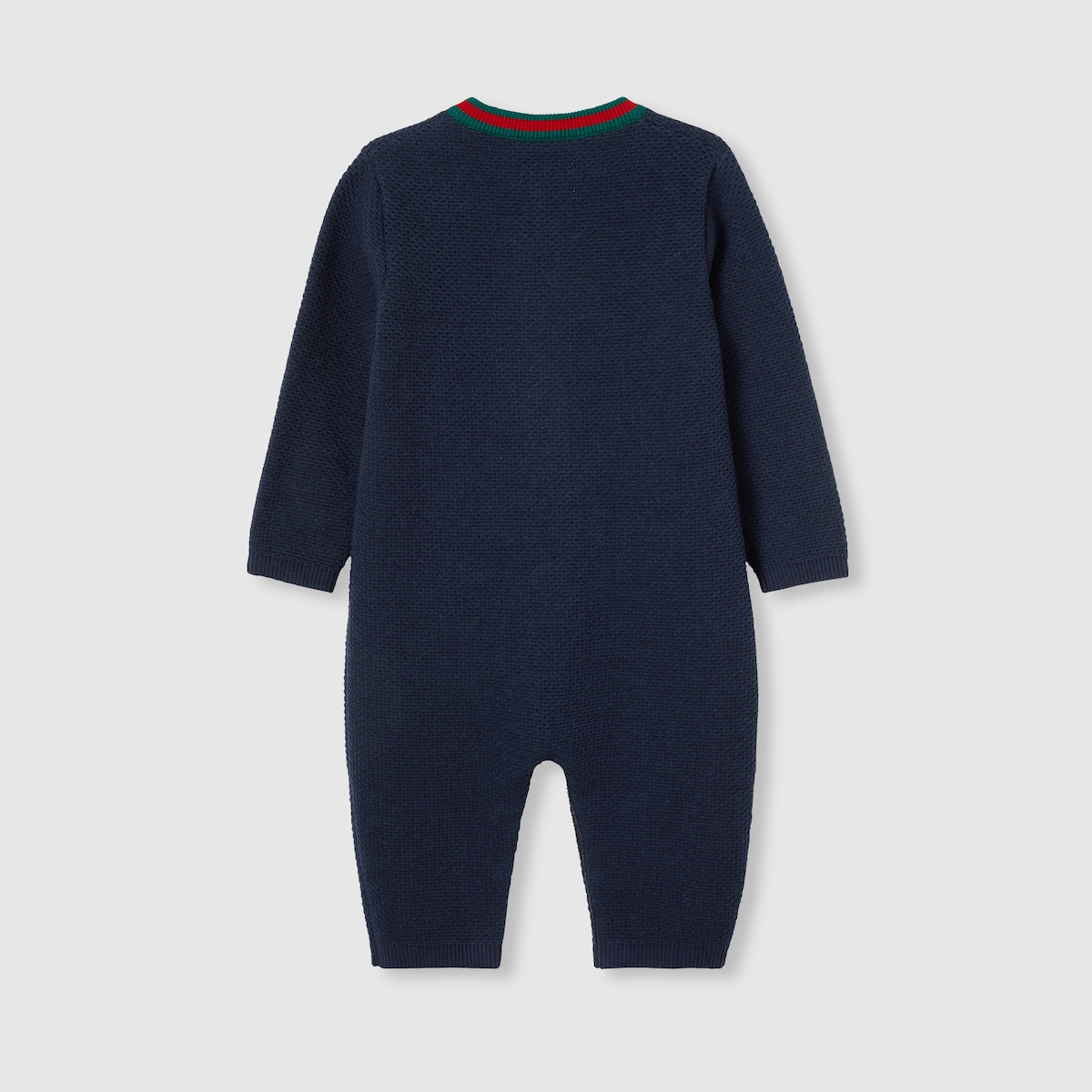 Baby cotton one-piece with embroidery in dark blue | GUCCI® UK