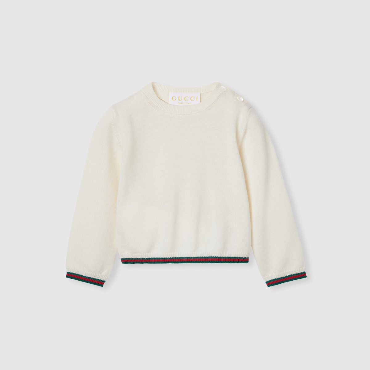 Baby wool sweater with Web in white | GUCCI® US