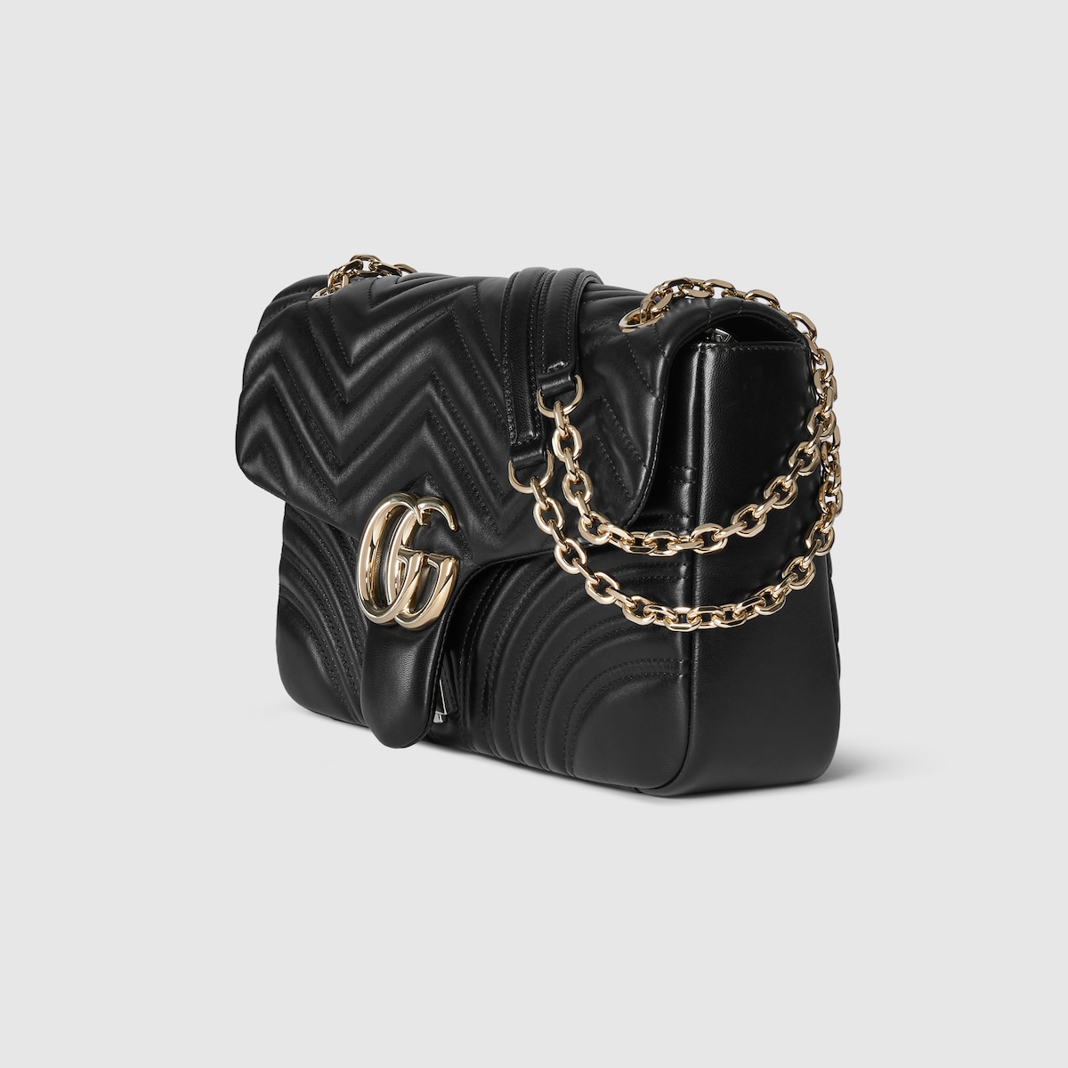 GG Marmont large shoulder bag in black leather | GUCCI® US