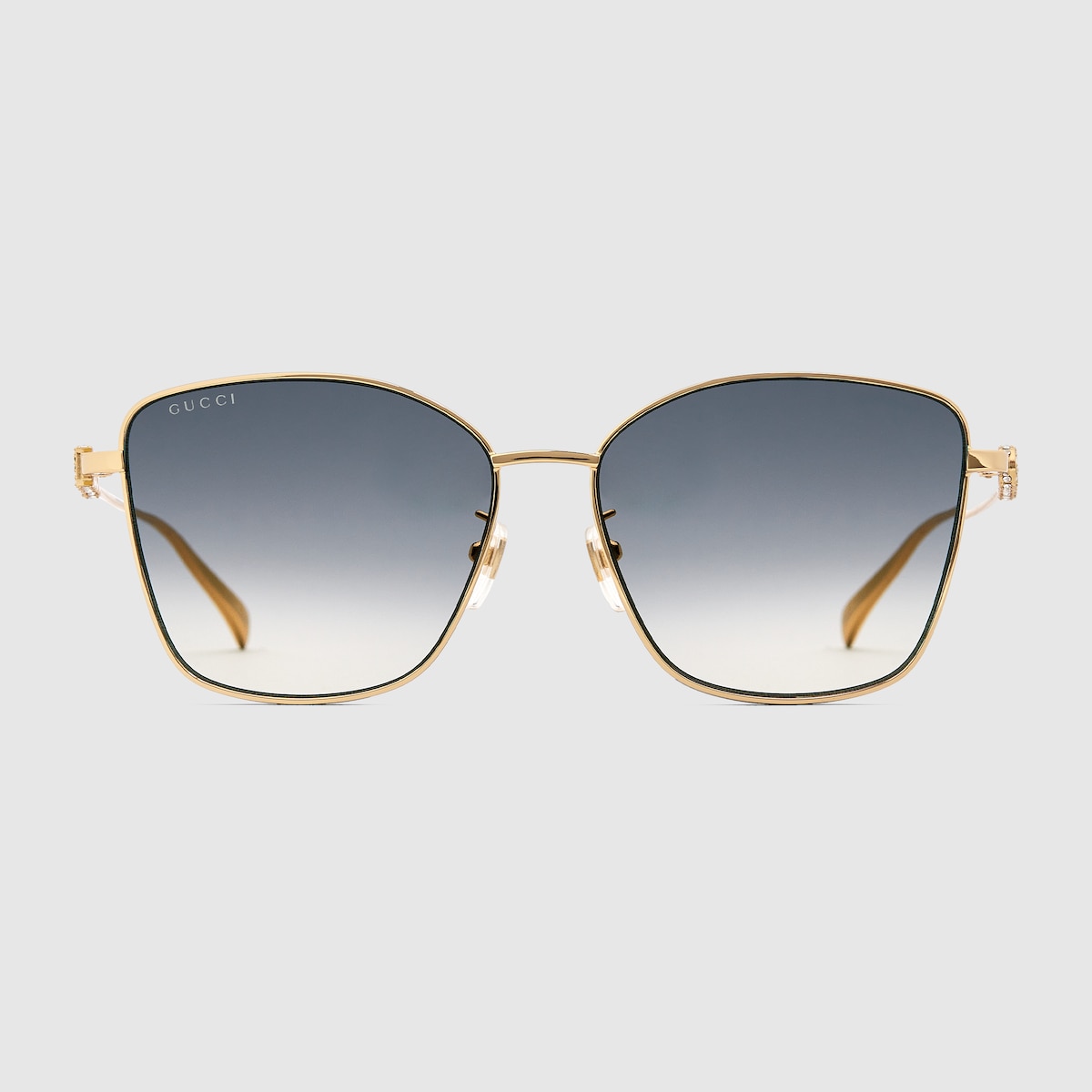 Low nose bridge fit butterfly sunglasses in yellow gold-toned | GUCCI® TH