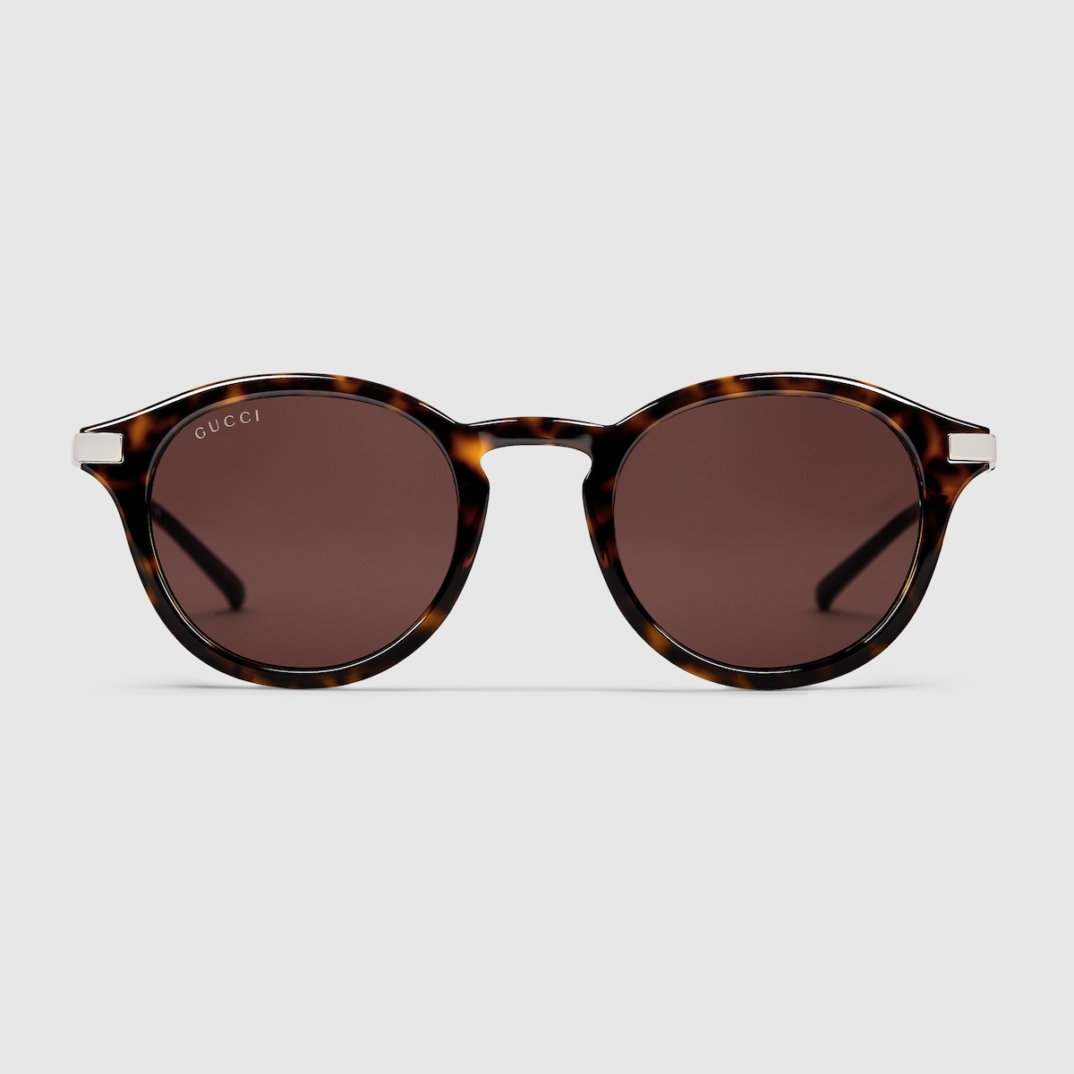 Round frame sunglasses in dark brown | GUCCI® US