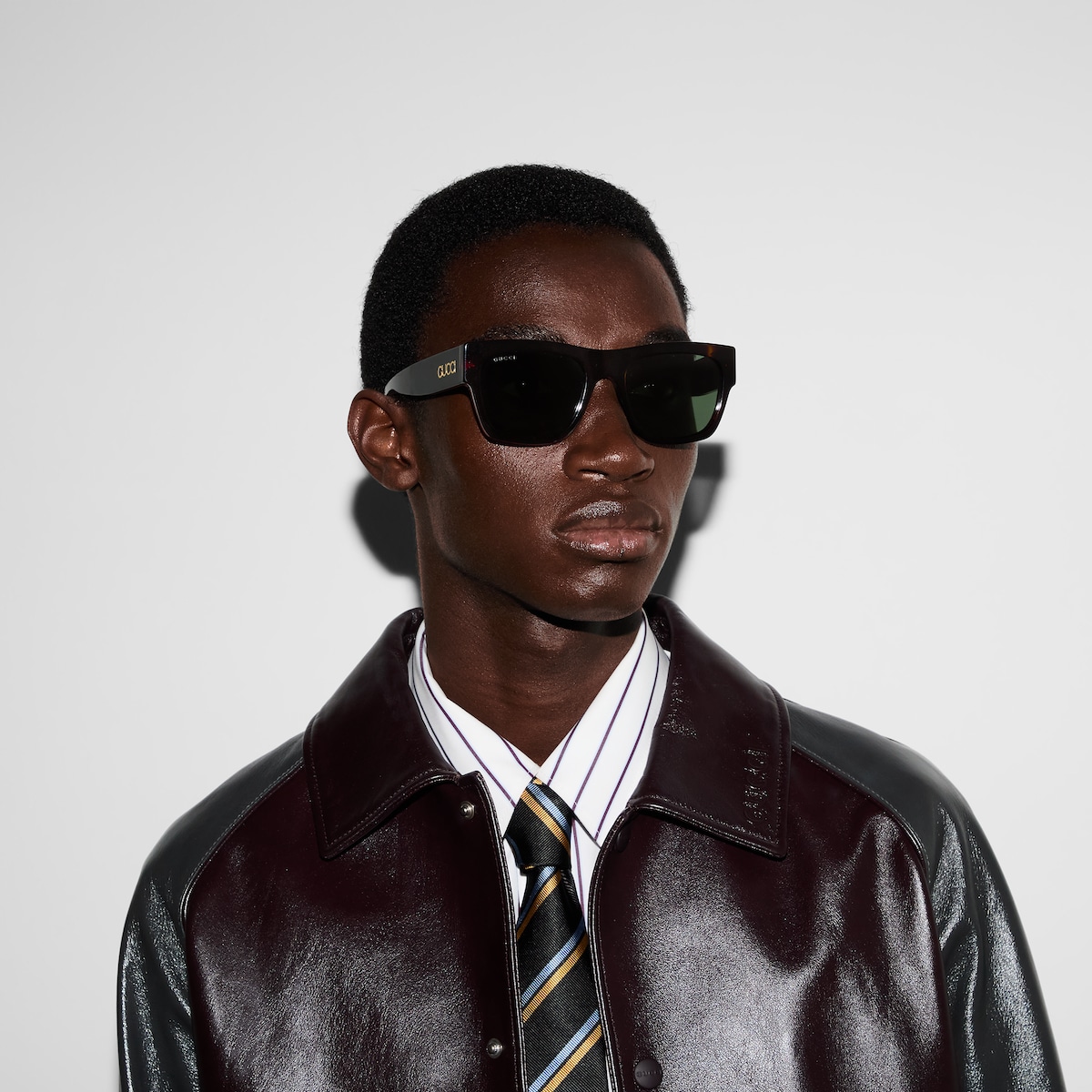 Square frame sunglasses in dark tortoiseshell | GUCCI® US