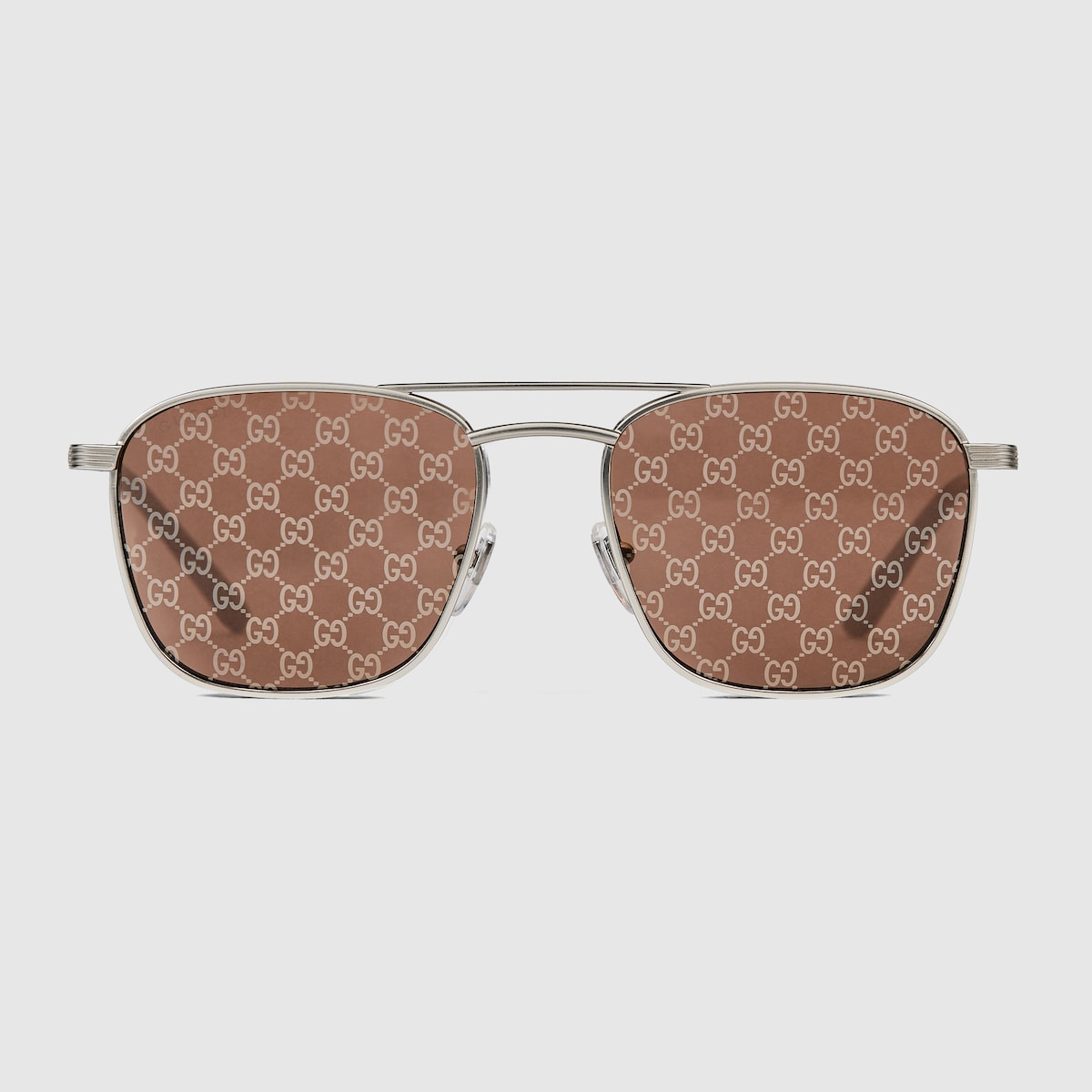 Square frame sunglasses in silver-toned | GUCCI® US