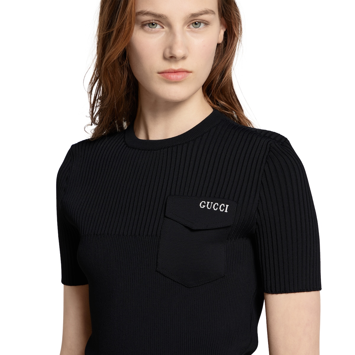 Rib fabric top with intarsia in black | GUCCI® US