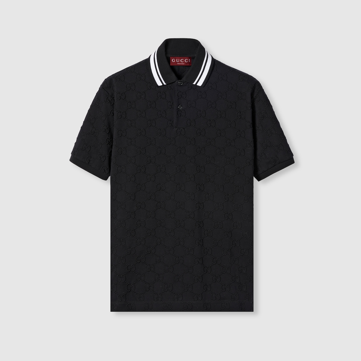 GG stretch cotton polo in black and white | GUCCI® US