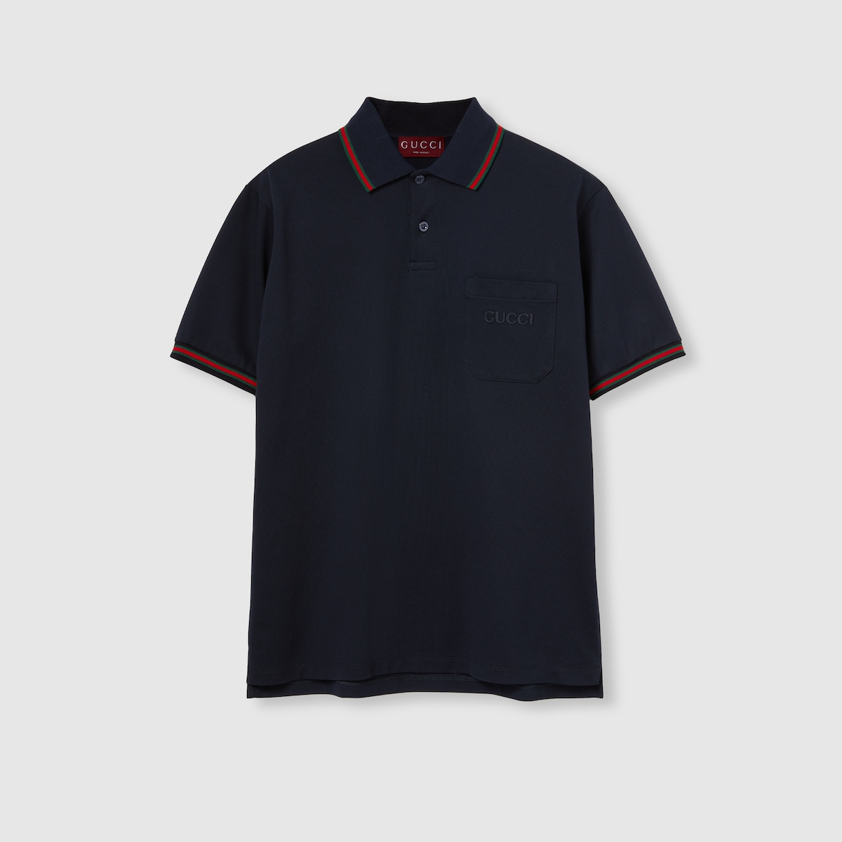 Cotton polo shirt with embroidery in dark blue | GUCCI® US