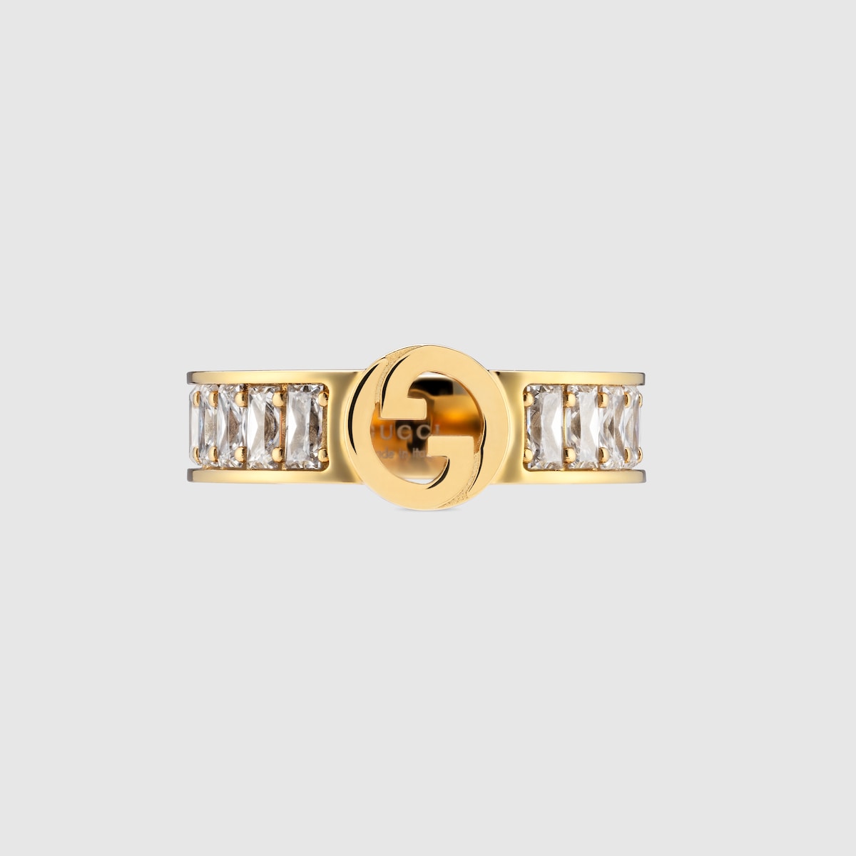 Anillo Gucci Blondie ancho de cristales en latón dorado claro | GUCCI® ES