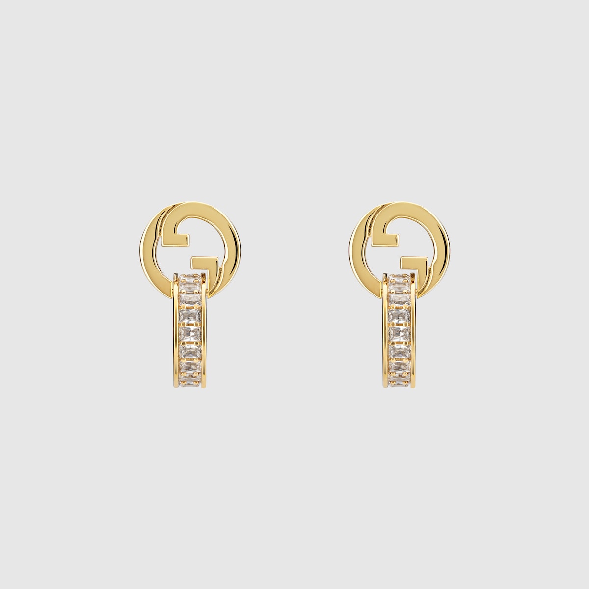 Gucci Blondie intertwined crystal earrings in light gold-toned brass ...