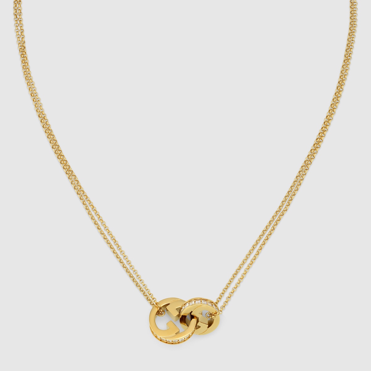 Gucci Blondie double chain necklace in light gold-toned brass | GUCCI® US