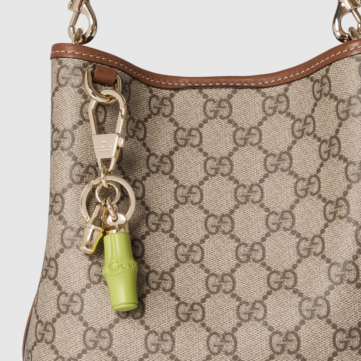 Keychain with bamboo details in bright green varnish | GUCCI® Canada